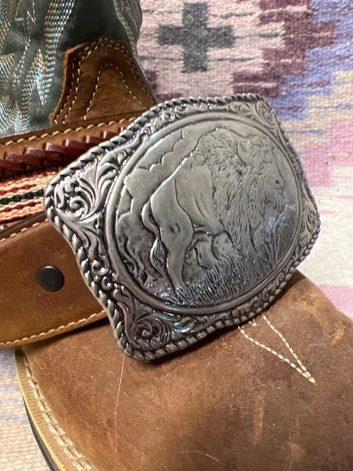 BUFFALO CONCHO WESTERN SILVER BELT ADJUSTABLE BUCKLE MEN WOMEN UNIQUE ...