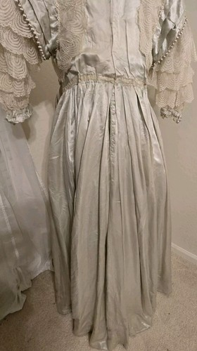 Edwardian Pale Blue Silk Lace Tassel Trim Gown | eBay