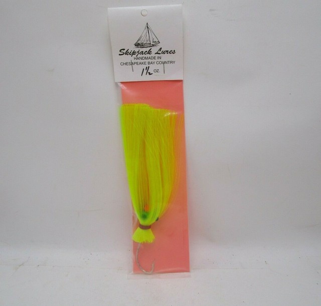 Skipjack Fishing Lure Chartreuse Parachute Rig Bucktail 1 1/2 oz New | eBay