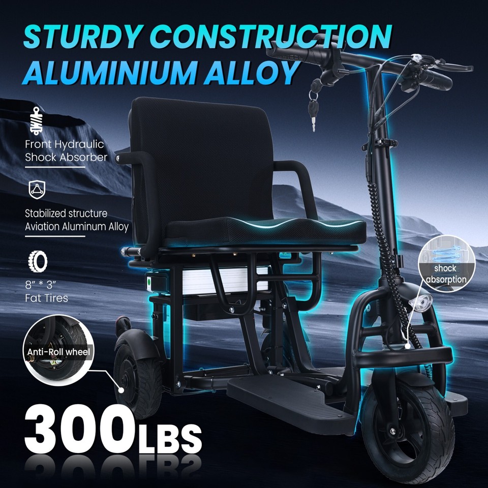 3 Wheeles Foldable Mobility Scooter,Cruise Control,25Miles Range ...