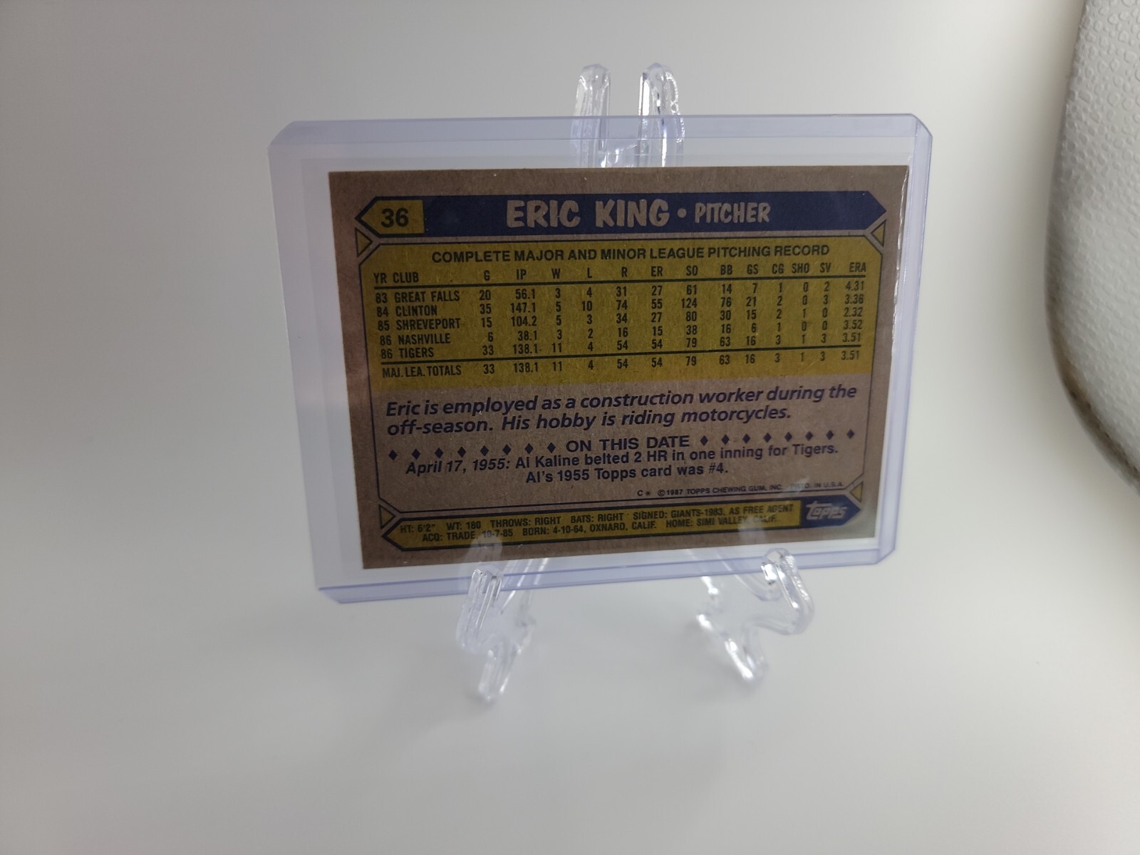 1987 Topps - #36 Eric King, Eric King for sale online | eBay