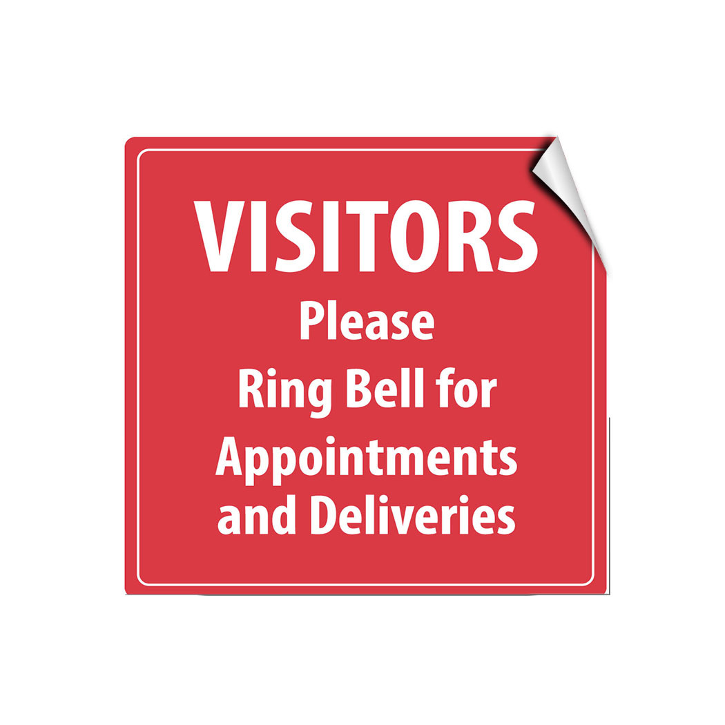 Visitors Please Ring Bell Appointments Deliveries LABEL DECAL STICKER ...