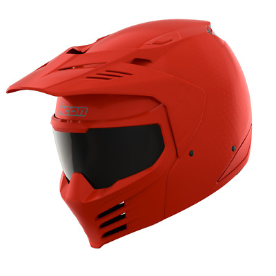 Icon Elsinore Full Face Motorcycle Helmet Monotype Red 3XL | eBay