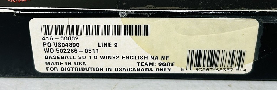 Baseball 3D 1998 Edition Microsoft CD-ROM PC Game Genuine MLB New ...