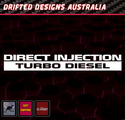 Turbo Diesel DECAL DIRECT INJECTION SETx 2 - white 400mm wide 4x4 4wd ...