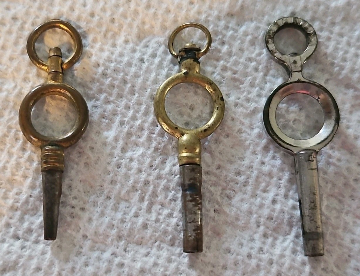 Vintage Antique Pocket Watch Winding Key Lot Of 3 - Gem
