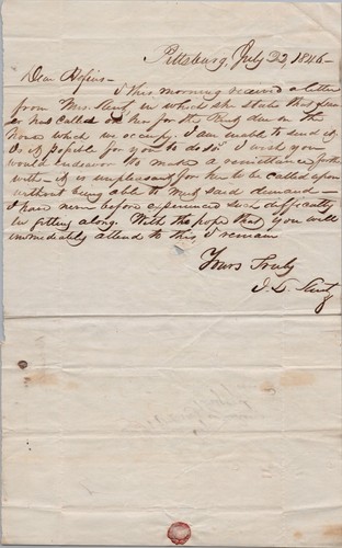 1846 Pittsburgh PA Handwritten Letter Early American Manuscript Rent ...