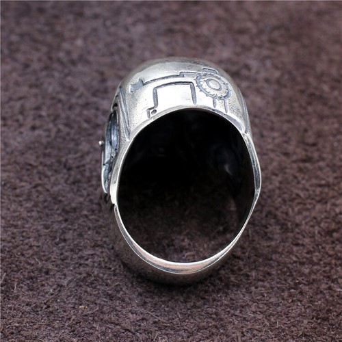 925 sterling silver handmade Terminator Robot T800 skull Ruby eyes ...