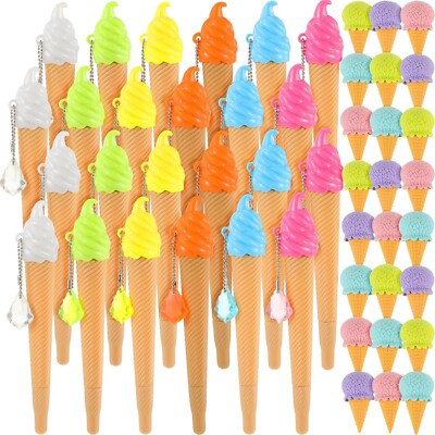 48 pcs Summer Pen 24 pcs Ice Cream Pen and 24 pcs Ice Cream Erasers For ...