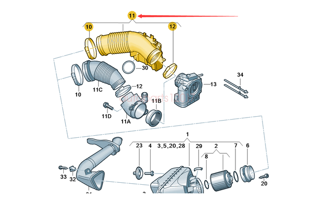 for AUDI A6 2007-2009 Genuine 06e 129 629e Air Intake Hose for sale ...