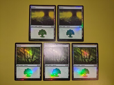 5 FOIL Forest Magic 2015 Core Set M15 #266, #268 MTG Magic the ...