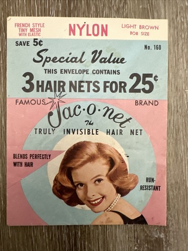 Nylon Hair Net Package Bob Size Light Brown Jac-o-net #160 - ONLY 1 ...