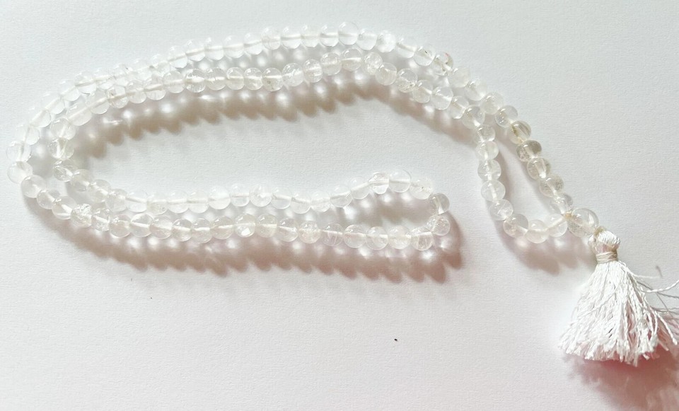 Crystal Sphatik Mala Yoga 108 Count Prayer Rosary 6mm Beads Tassel ...