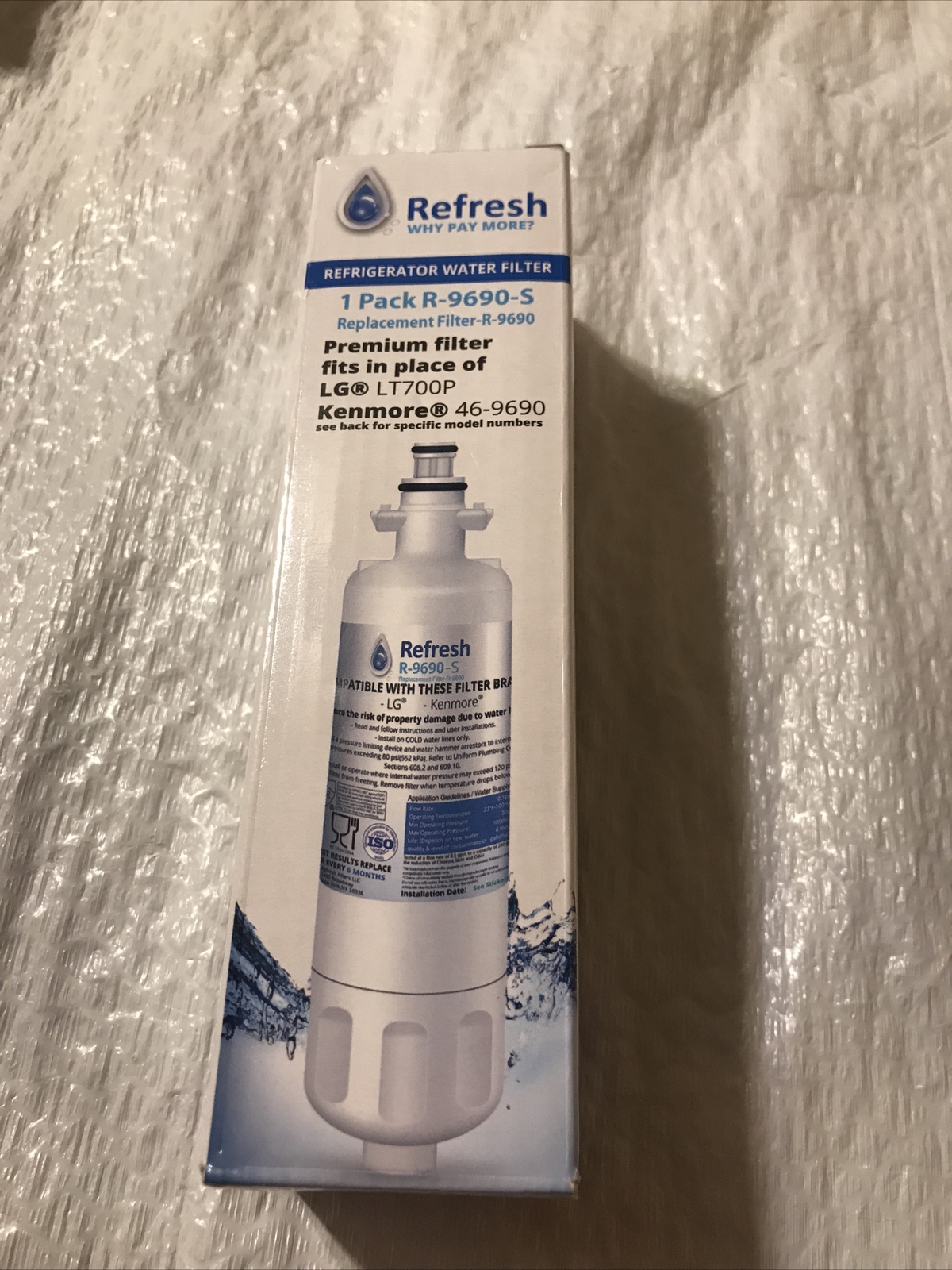 REFRESH R-9690 Replacement Water Filter LG Lt700p Kenmore 46-9690 for ...
