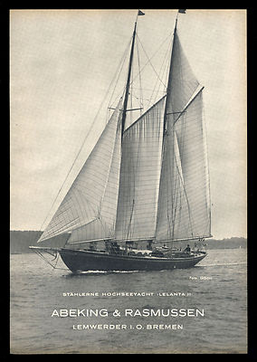 Grosse Werbung 1950 Hochseeyacht LELANTA II Werft Abeking & Rasmussen ...