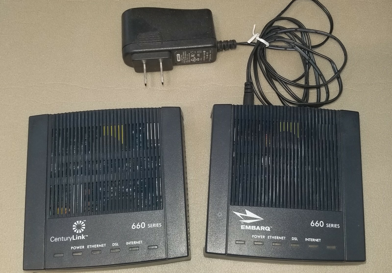 2 Embarq ADSL Modem Routers w/1 AC Power Adapter 660 Series EQ660R ...