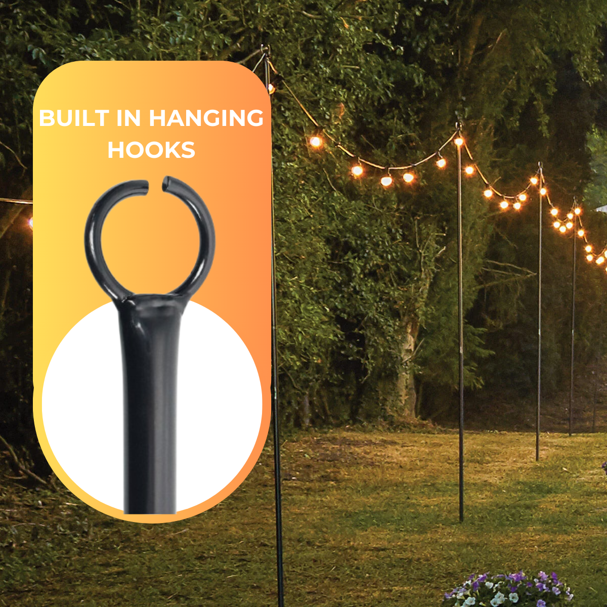 String Light Poles For Outdoors 4PCS String Light Poles 17 Inch ...