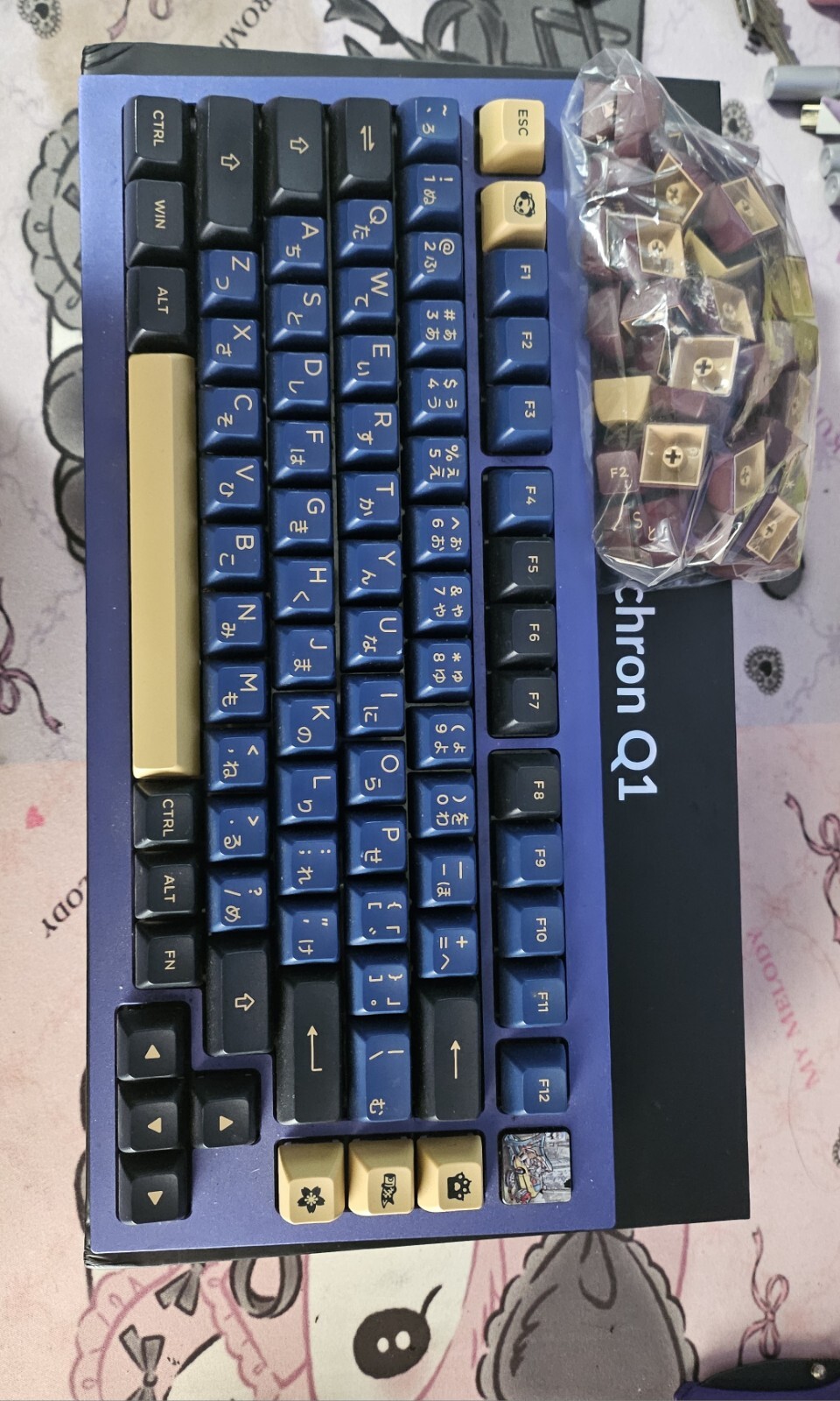 Modded Keychron Q1 V1 Mechanical Keyboard 75% Navy Blue | eBay