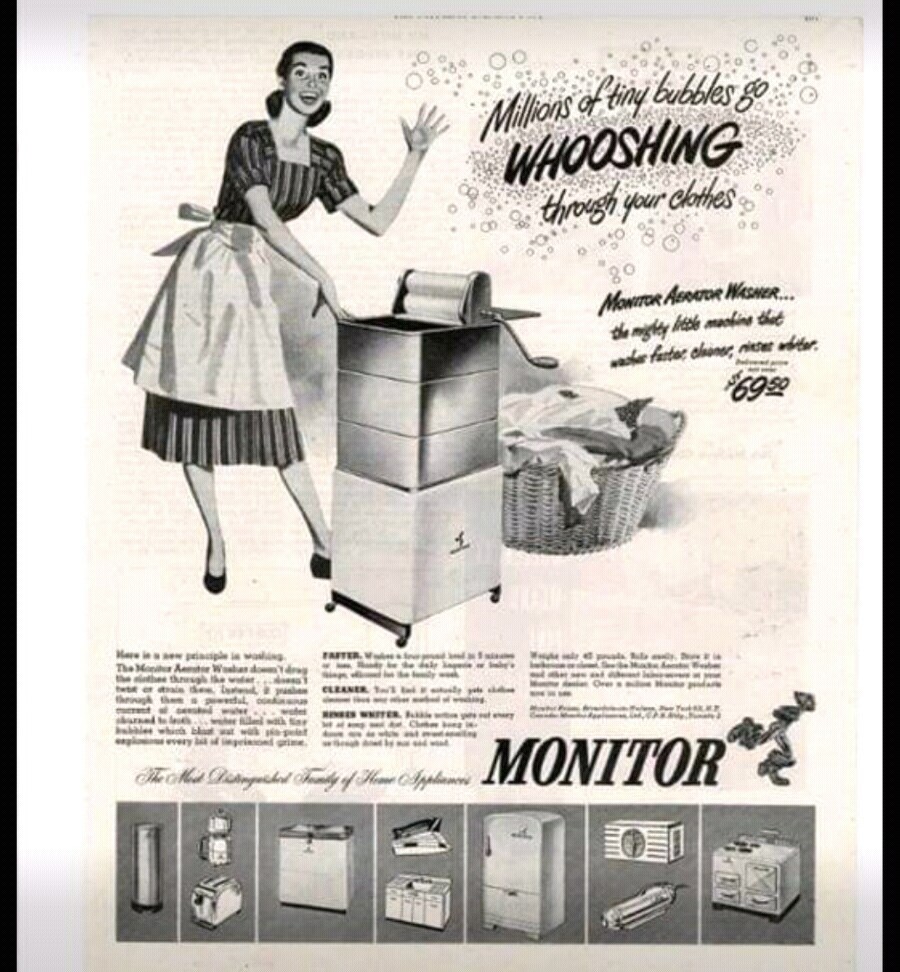 VINTAGE MONITOR PORTABLE OLD ELECTRIC WASHING MACHINE WITH HAND WRINGER ...