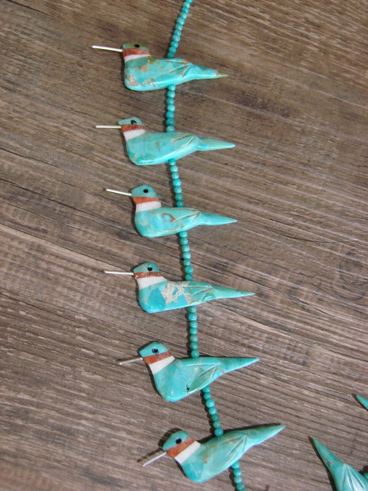 Hand Carved Turquoise Hummingbird Fetish Necklace Matt Mitchell | eBay