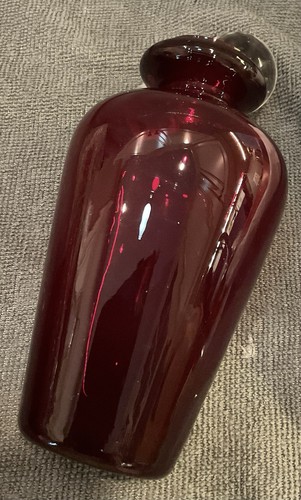 Beautiful Deep Red Bottle with Ground Glass Lid, 8" - Ex | eBay