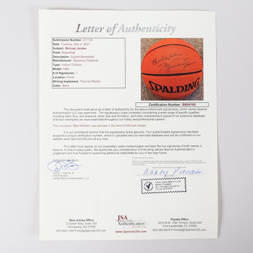 Michael Jordan Signed Basketball Bulls “Best Wishes” – COA PSA/DNA ...