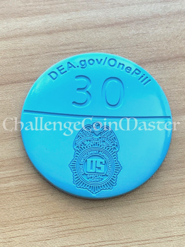 DEA Light Blue One Pill Can Kill Drugs Narcotics Police CHALLENGE COIN ...