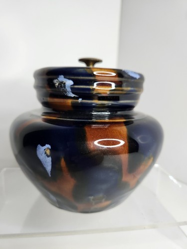 Antique Tobacco Humidor 1920s Aonian Pottery Made in England Brass Lid ...