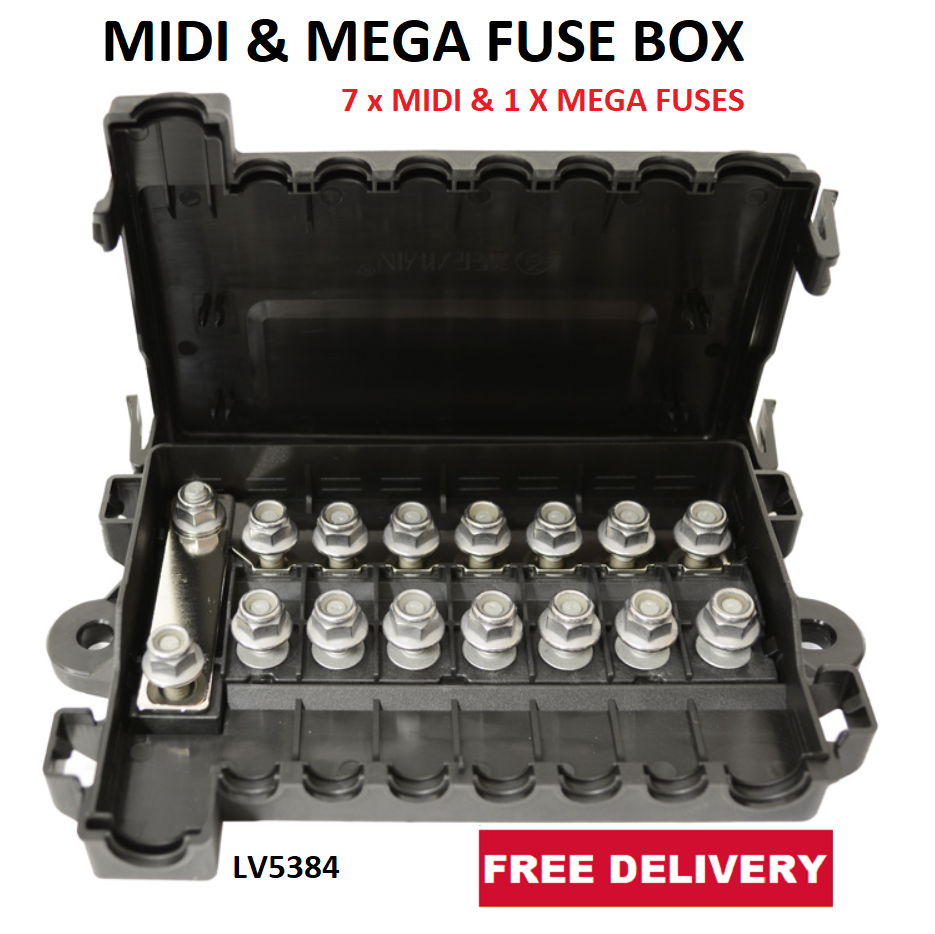 MIDI & MEGA FUSE BOX 7 x MIDI & 1 X MEGA FUSES LV5384 FREE DELIVERY | eBay
