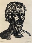 Very Beautiful Ink Drawing Paper Portrait Man 1960 Bust Medieval Style ...