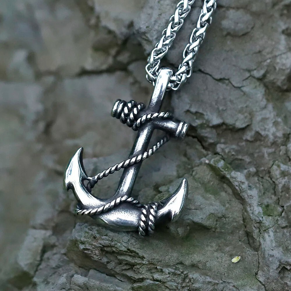 Stainless Steel Punk Knot Anchor Necklace Biker Hip Hop Amulet Men ...