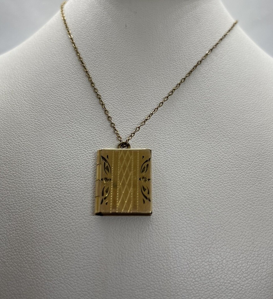 Art Deco 1/20 12kt Gold Filled Taille d’Epargne Book Shaped Locket ...