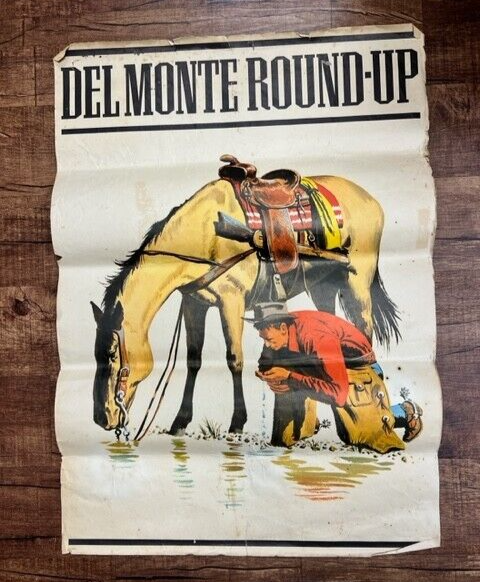 Vintage Del Monte Round-Up Collectible Cowboy & Horse Drinking Water ...