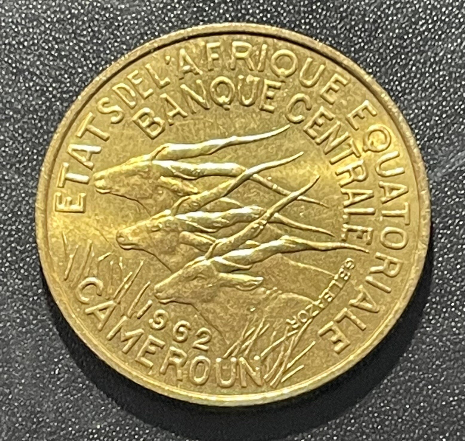 Cameroon 1958 25 Francs Aluminum-Bronze Coin: Three giant eland | eBay