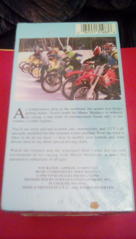 Motor Madness On Ice RARE Simitar Video (1994) VHS ice racing ATV ...