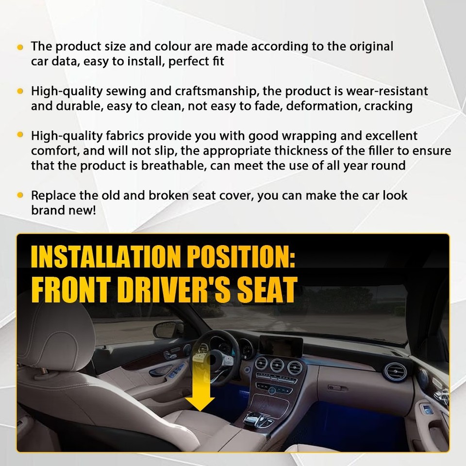 1-10X Driver Left Bottom Seat Cover Tan For 2015-21 Mercedes Benz C250 ...