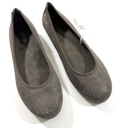 New Vionic Willow Jeweled Flats Shoes Slip On Size 8.5 Taupe | eBay