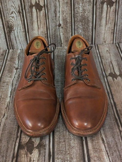 Sz 8.5 D Allen Edmonds Stewart Mens Brown Leather Plain Toe Derby Shoes ...