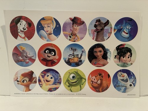 Disney Pixar 1.5” Sticker Sheet 15 Total Stickers | eBay