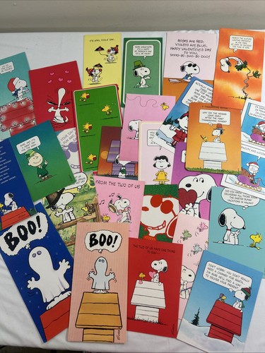 27 Vintage Snoopy Charlie Brown Peanuts Gang Greeting Cards Used All ...