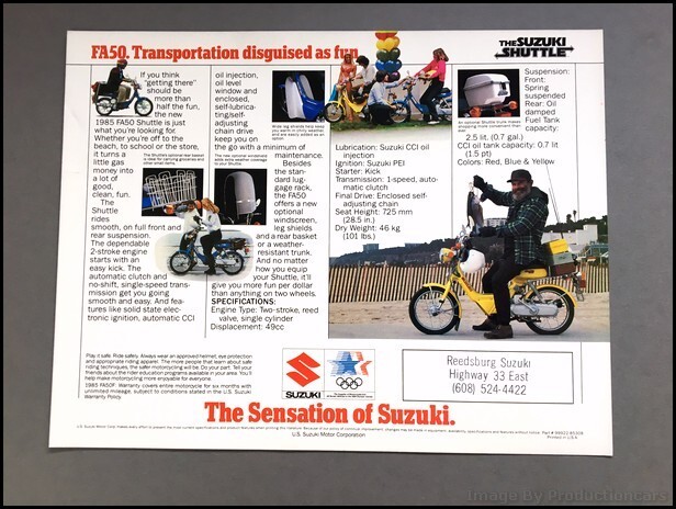 1984 Suzuki FA50 Scooter Shuttle Bike Motorcycle 1page Sales Brochure ...