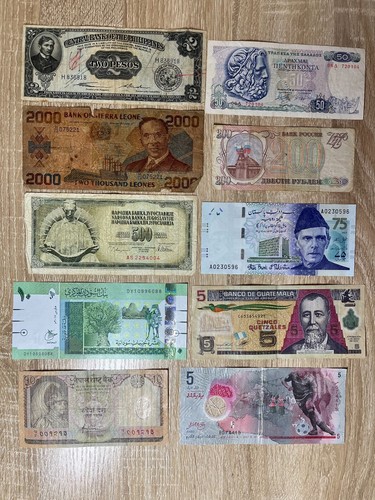 Mixed Array of 10 Deluxe Banknotes Circulated World Currency Foreign ...