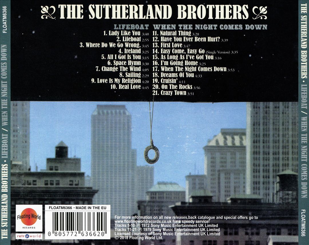 THE SUTHERLAND BROTHERS LIFEBOAT/NIGHT COMES DOWN NEW CD 805772636620 ...