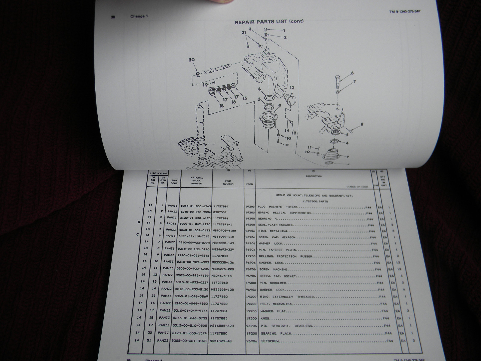 1980 QUADRANT, FIRE CONTROL: M17, M18 TM 9-1240-375-34P Tech Manual ...