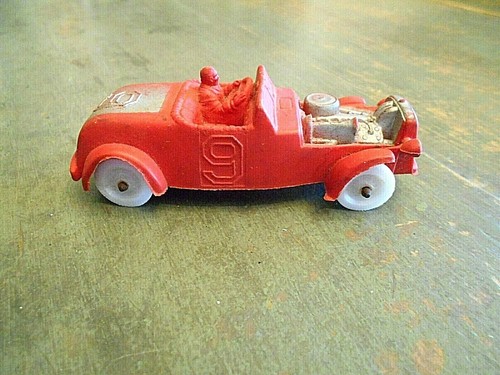 #9 Vintage Auburn Red Rubber Toy Roadster Hot Rod Made in USA #512 | eBay