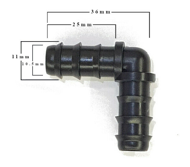 L-Piece Elbow 90 Degree Plastic Barbed Pipe Connector Hose 11mm 16mm ...