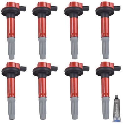 8 Packs Ignition Engine Coil + Grease For Ford Mustang Base Convertible ...