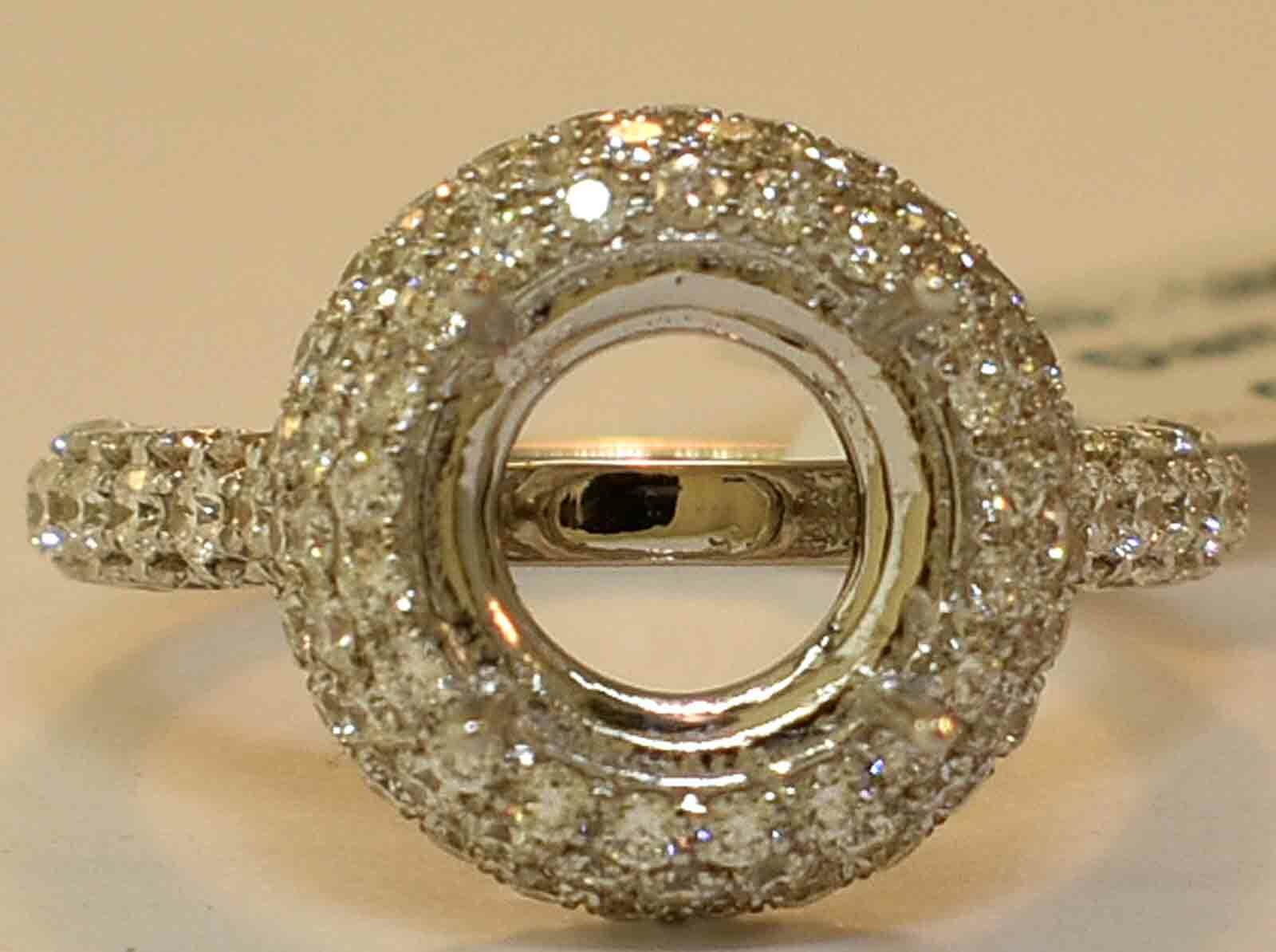 18K WHITE GOLD - ENGAGEMENT RING REMOUNT with DIAMOND (TDW 1.57Ct.) Sz ...