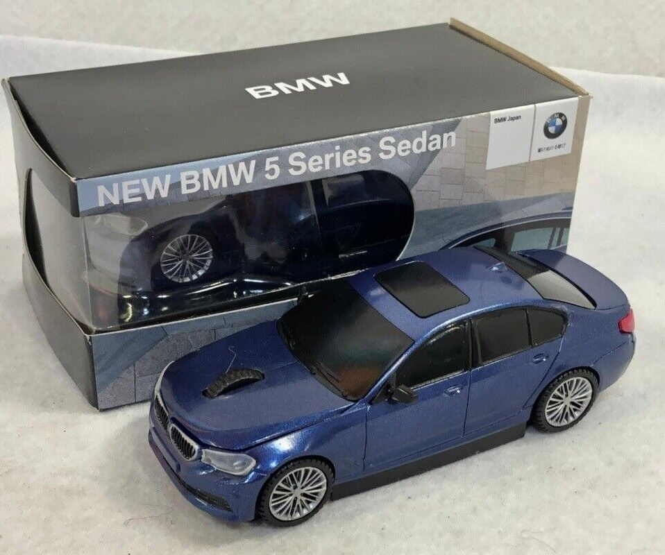 BMW New 5 Series Sedan Blue Mini Car Type Wireless Mouse Computer ...