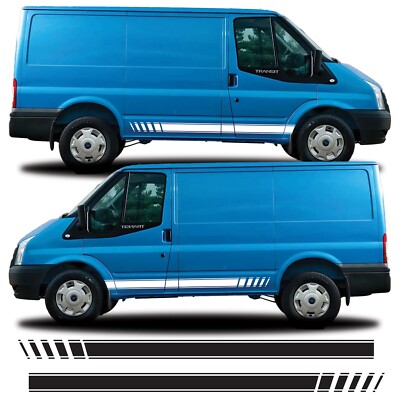 Fade Racing Side Stripes Decal Stickers Vinyl Kit Fits Ford Transit Van ...
